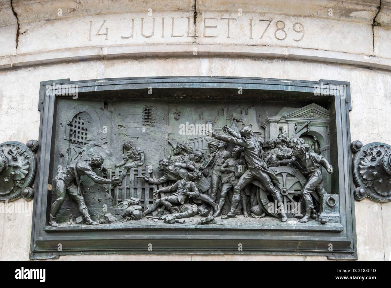 Sculpted relief, depicting events leading to the French Revolution. The ...