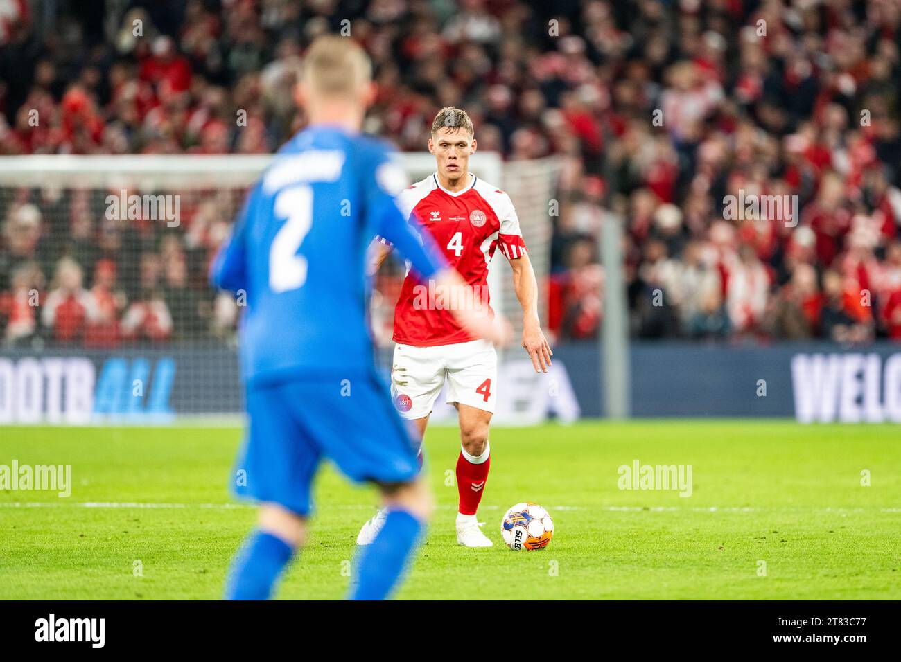 Copenhagen, Denmark. 17th Nov, 2023. Jannik Vestergaard (4) of Denmark ...