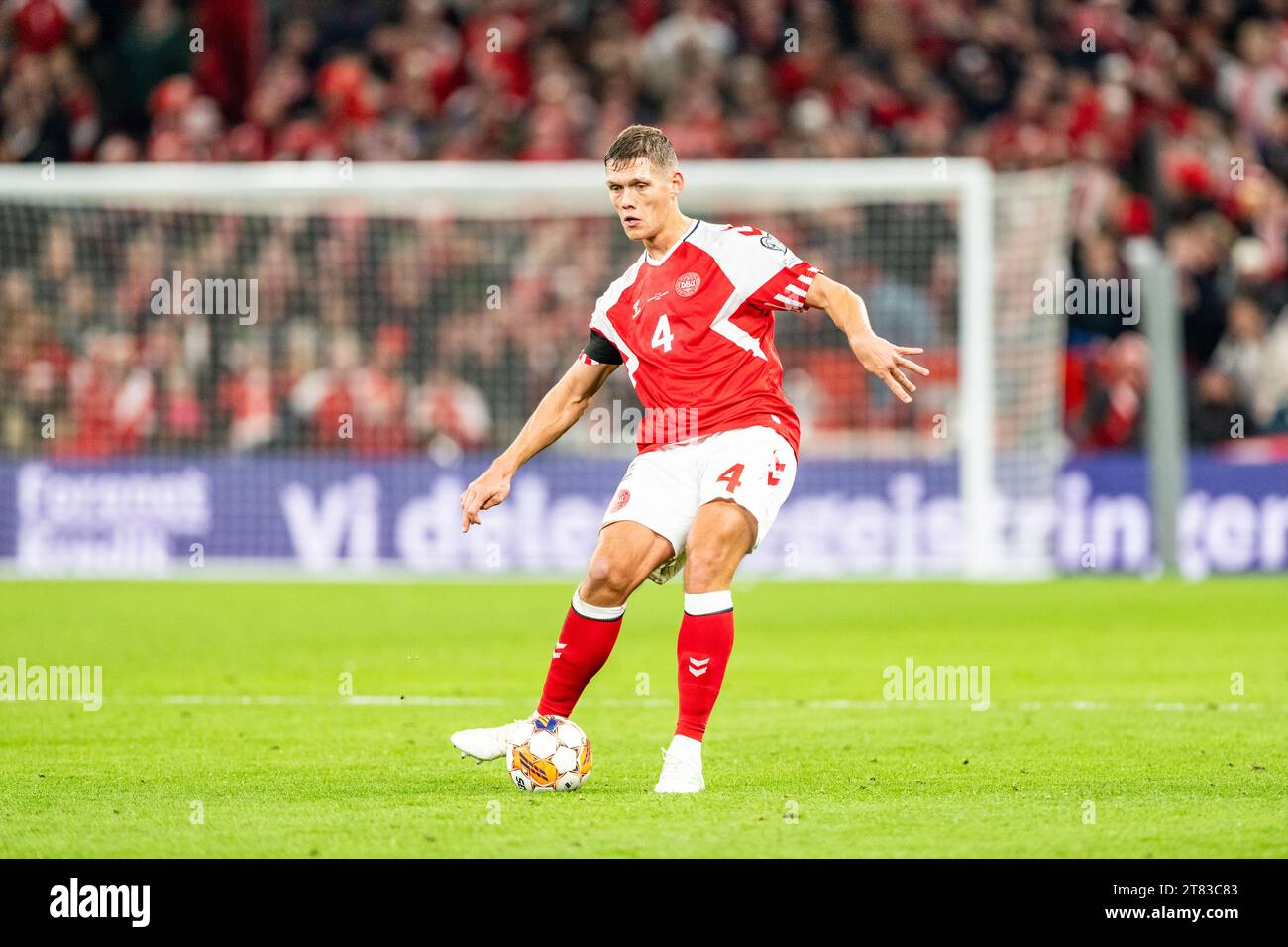 Copenhagen, Denmark. 17th Nov, 2023. Jannik Vestergaard (4) of Denmark ...