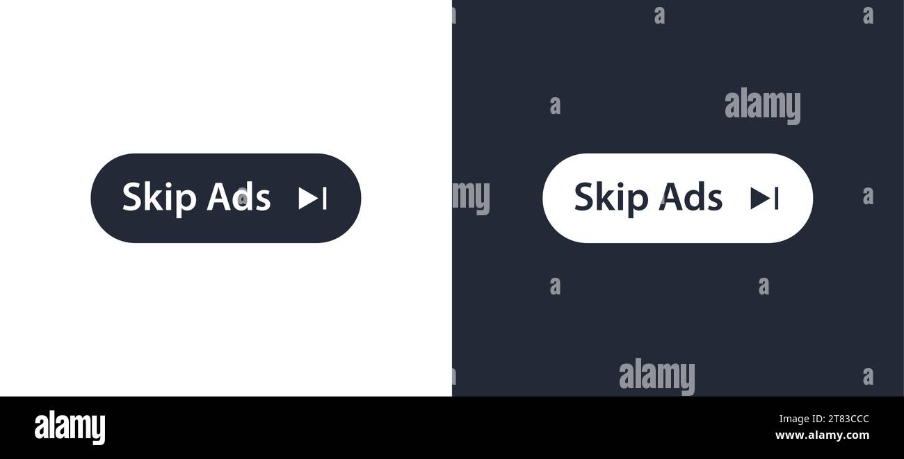 Skip ads button icon. Stop video ad logo symbol background. Online ad ...