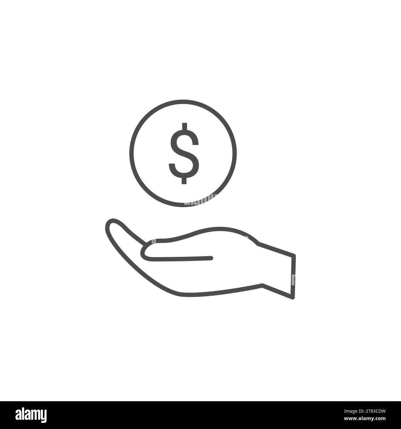 Price cost line icon. Dollar hand salary sign save money price economy ...