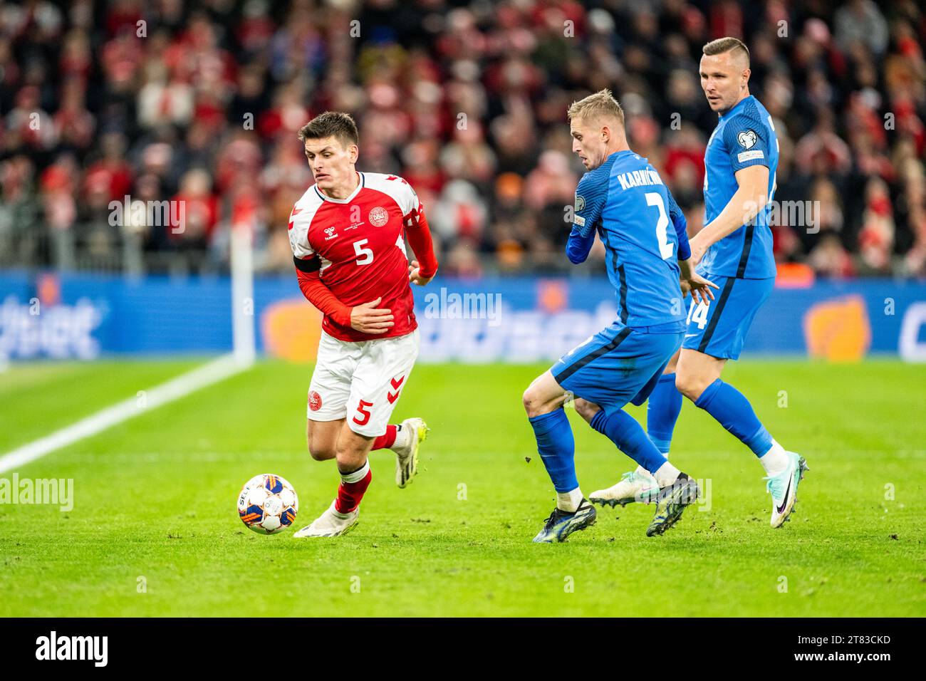 Copenhagen, Denmark. 17th Nov, 2023. Joakim Maehle (5) of Denmark seen ...