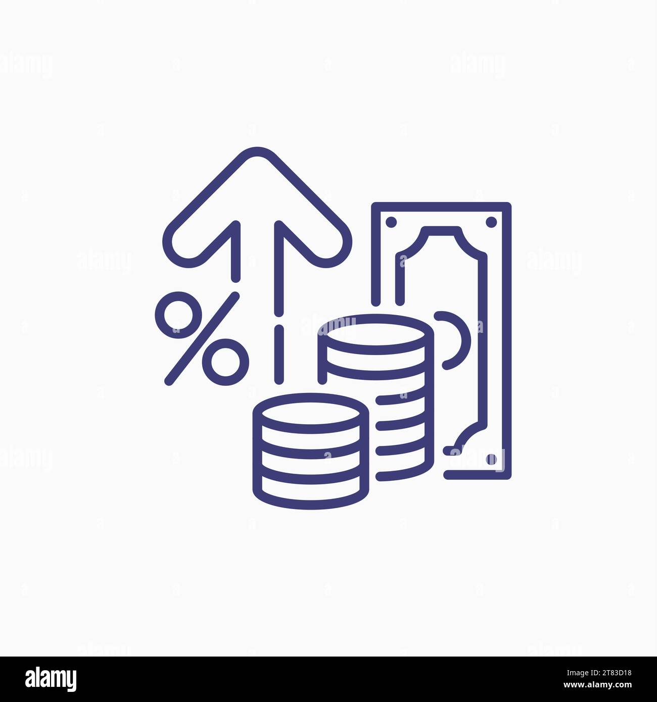 Inflation line icon finance interest rate. Inflation raise arrow amount ...