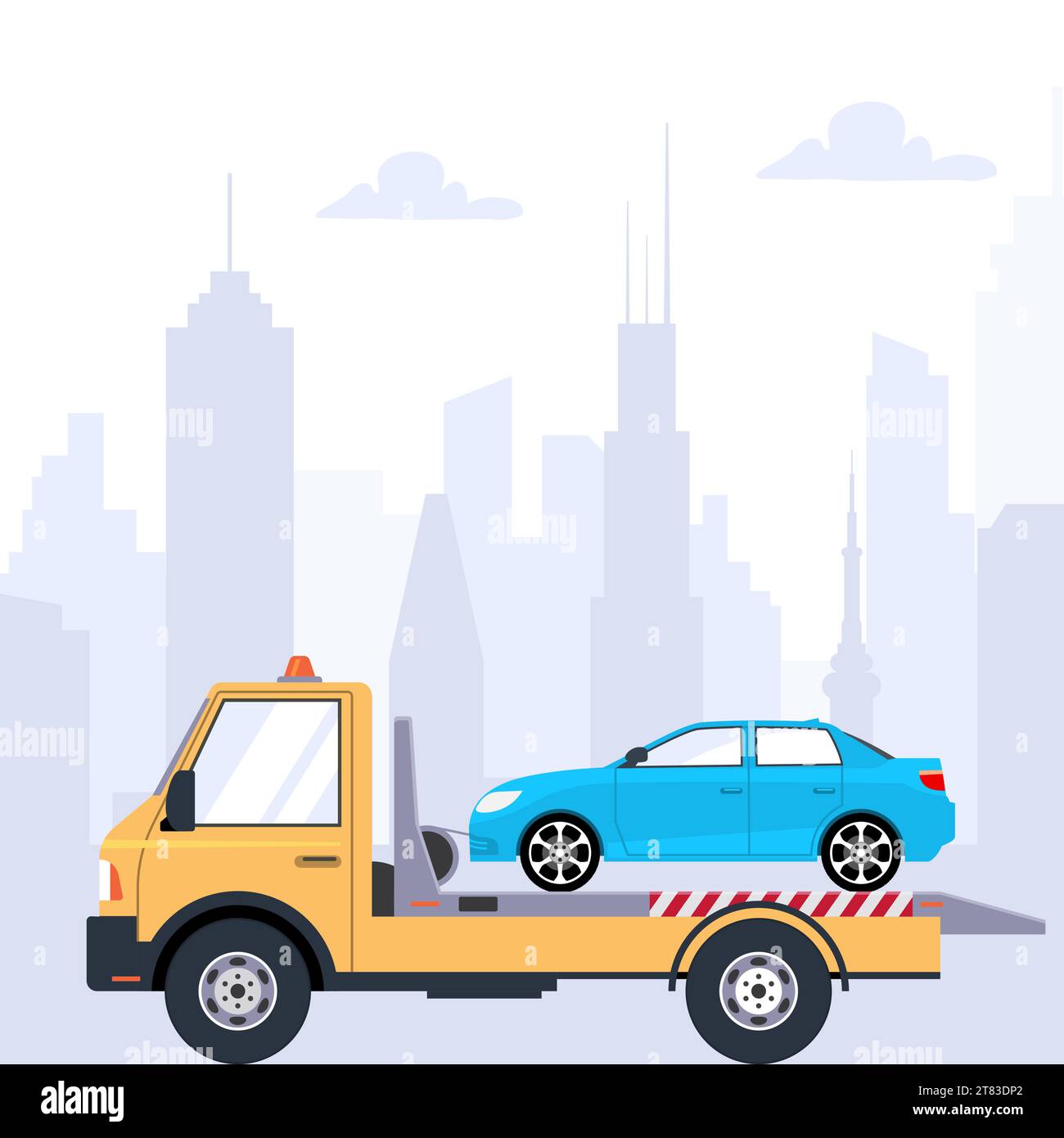 Car tow truck accident roadside assistance. Crash breakdown flatbed ...