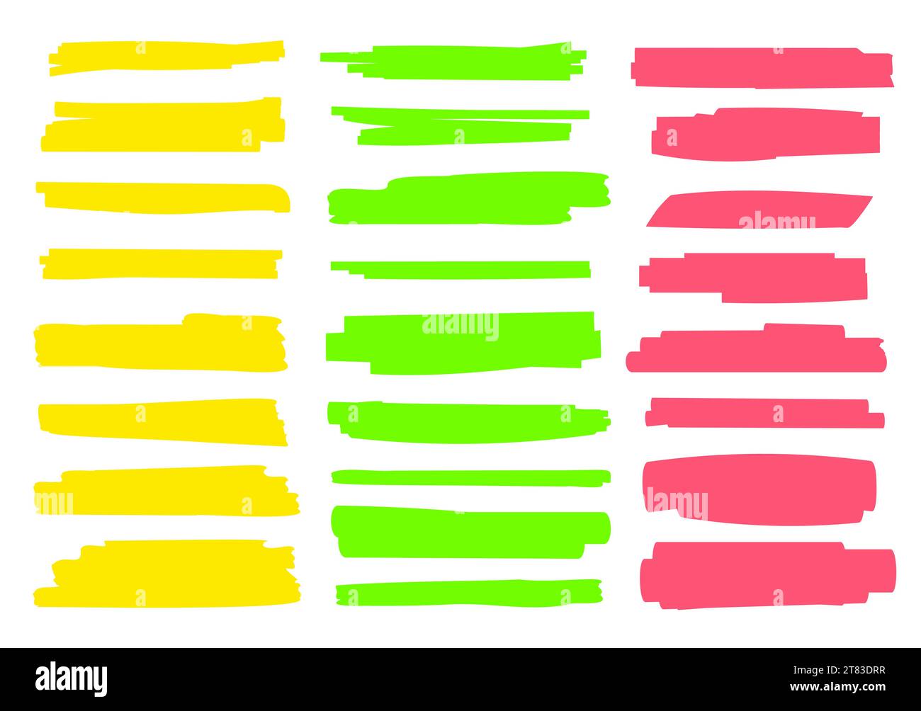 Highlight brush underline yellow red blue marker vector pen. Stroke ...