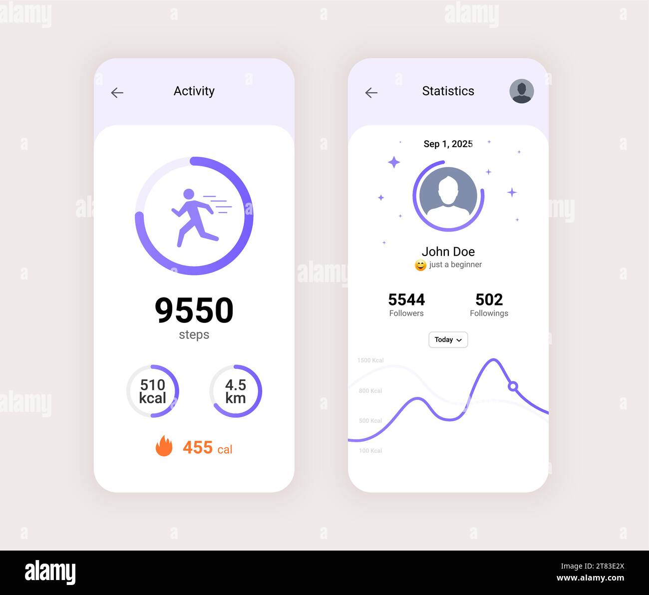 Step Counter Fitness Tracker App Design Walk Flat Health Fit Activity