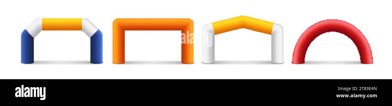 Archway inflatable vector banner marathon finish start design. Race arch mockup background Stock ...