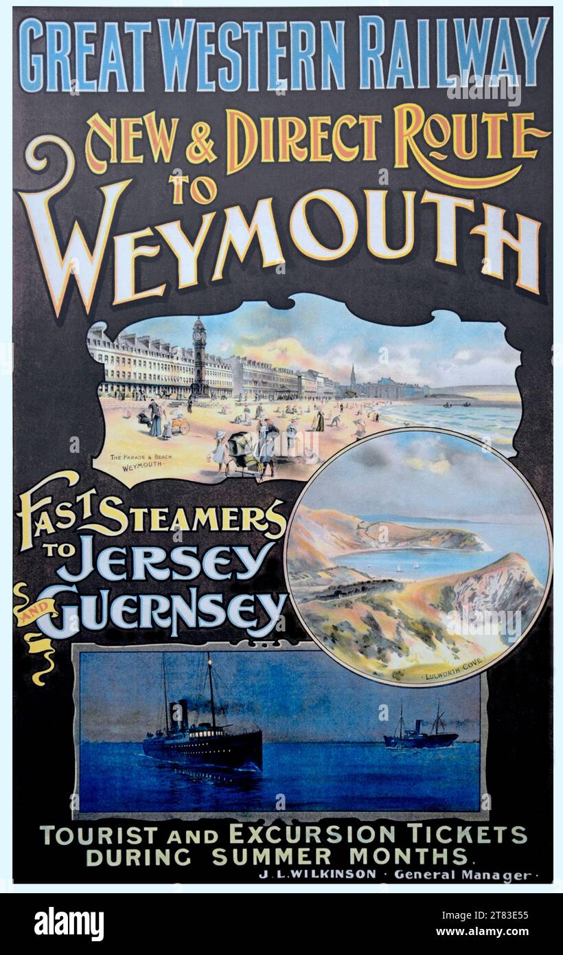 A vintage Great Western Railway travel poster advertising steamers from ...
