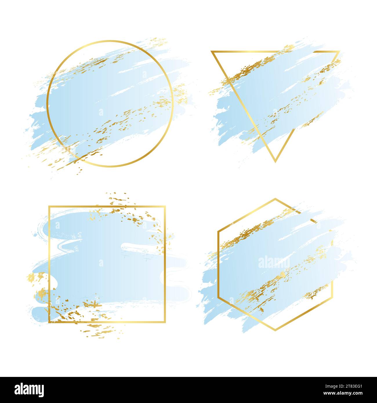 Blue background stroke frame. Vector gold blue brush makeup beauty ...