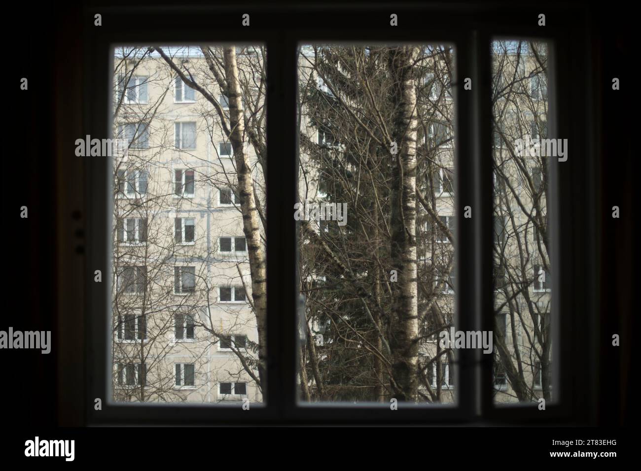The view from the window. Window in the apartment. Interior details ...
