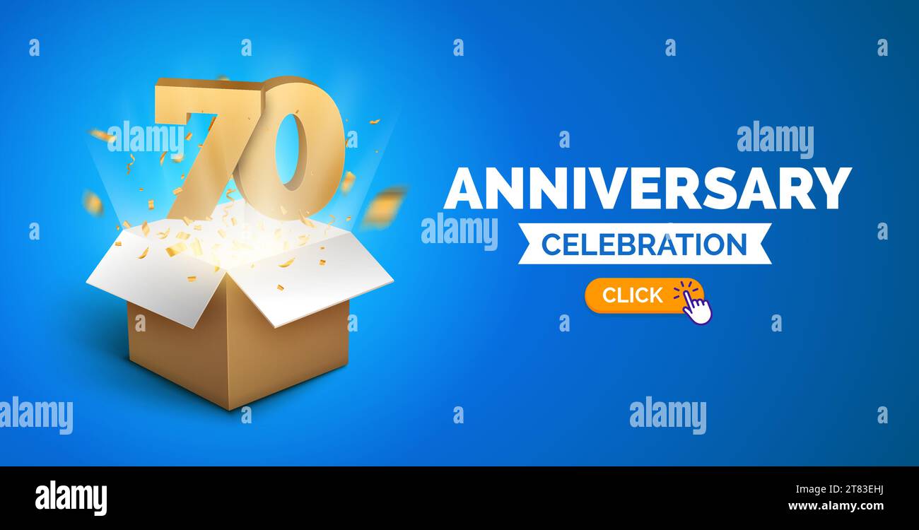 Anniversary birthday 70 years golden background. Happy vector poster 70 ...