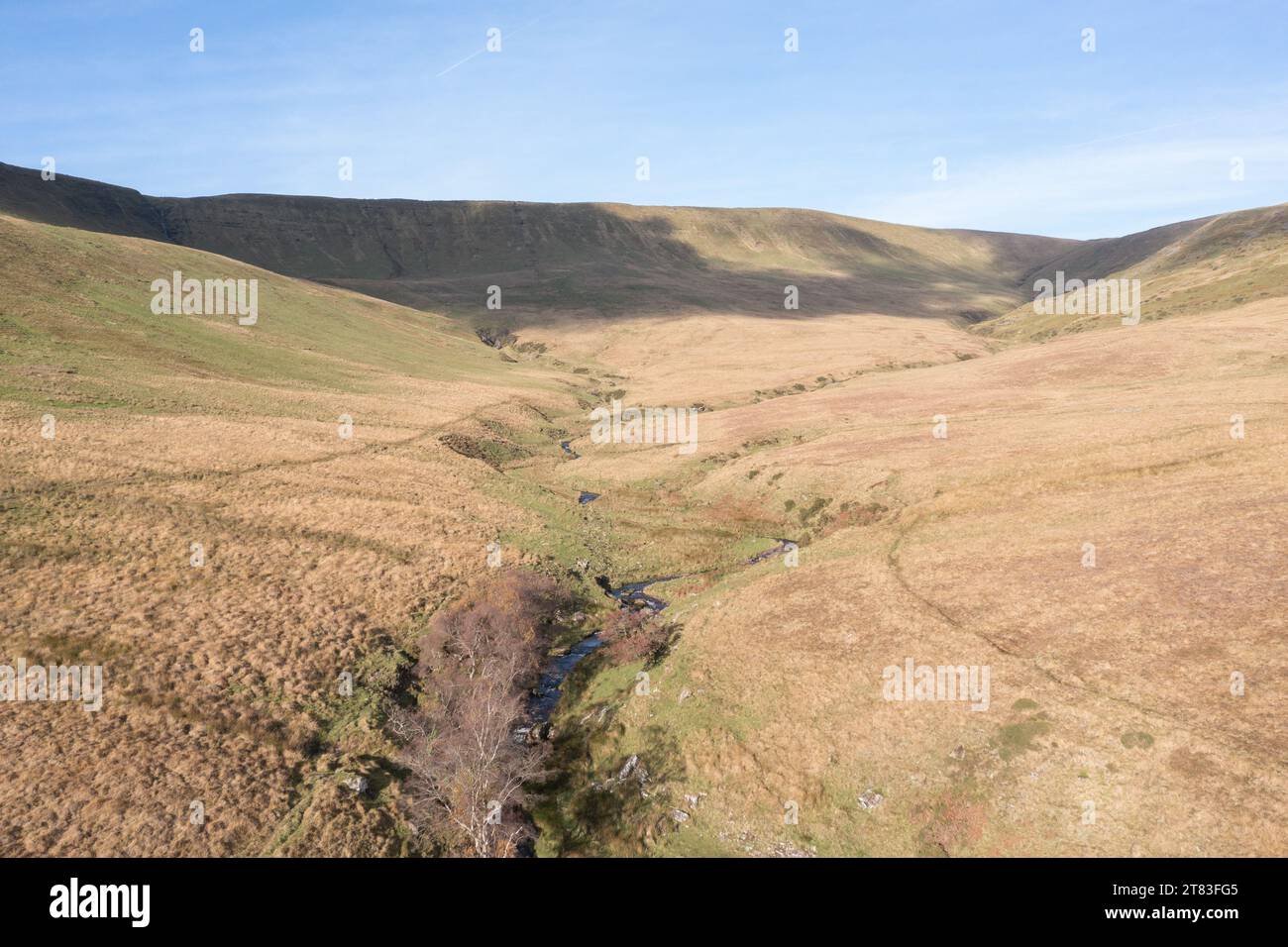 Glacial hanging valley of Cerrig Edmwnt, Bannau Brycheiniog National ...