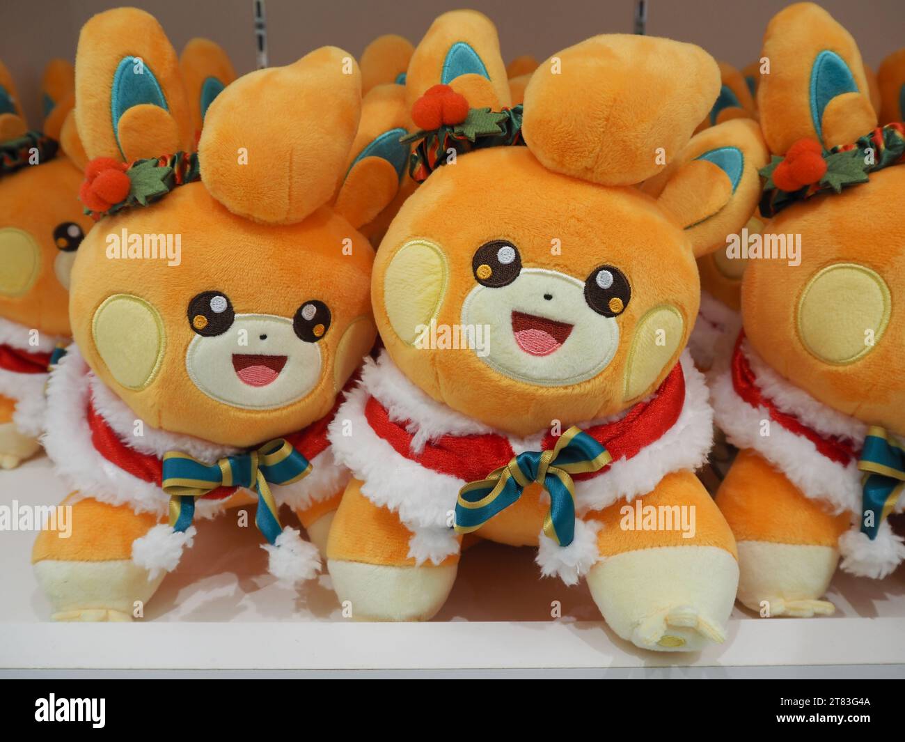 TOKYO, JAPAN - November 15, 2023: Soft Pokemon toys wearing Christmas ...
