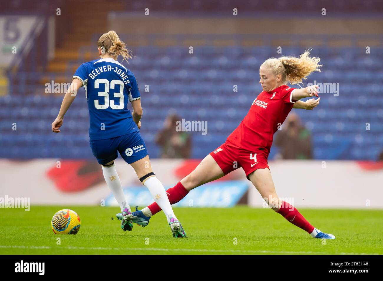 Grace Fisk of Liverpool controls the ball during the Barclays FA Women ...
