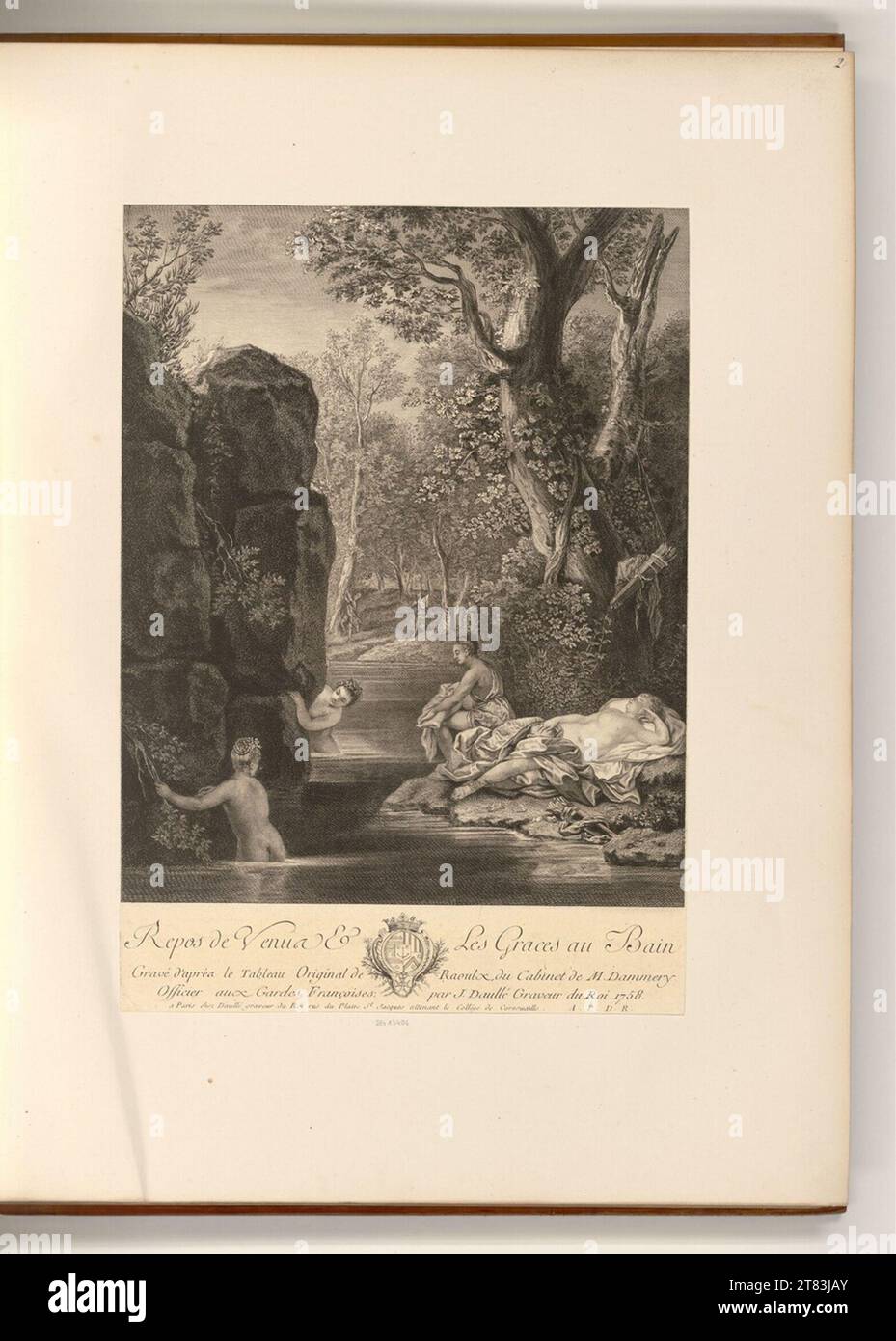 Jean Daullé (Engraver) Rest of Venus & Graces in Bath. Copper engraving ...