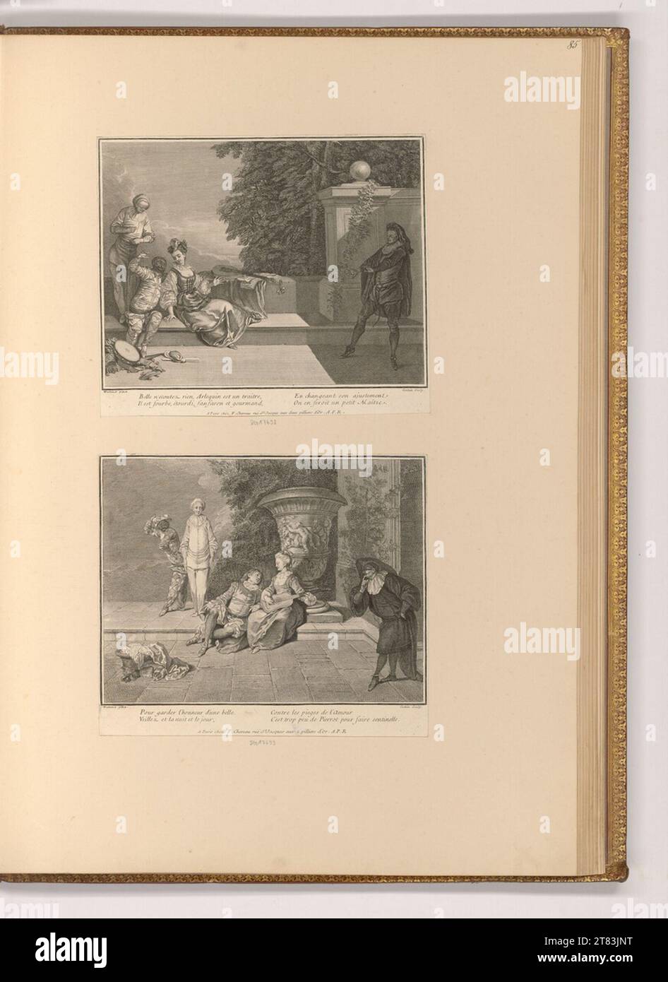 Charles Nicolas Cochin père (Engraver) Group in costumes on a terrace ...