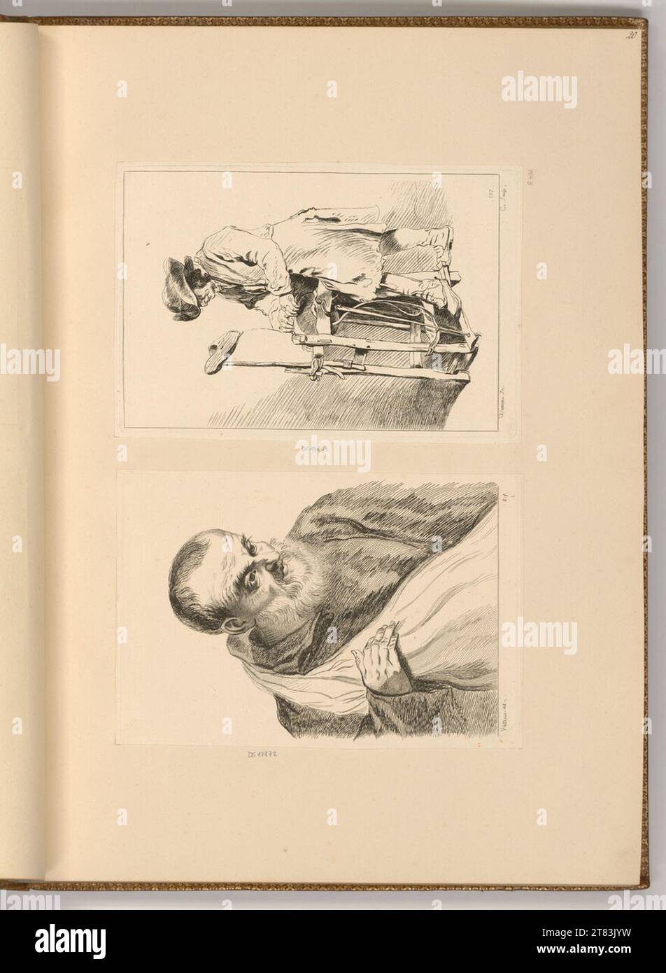 François Boucher (Engraver) Bearded monk; Knife grinder. etching 1717 ...