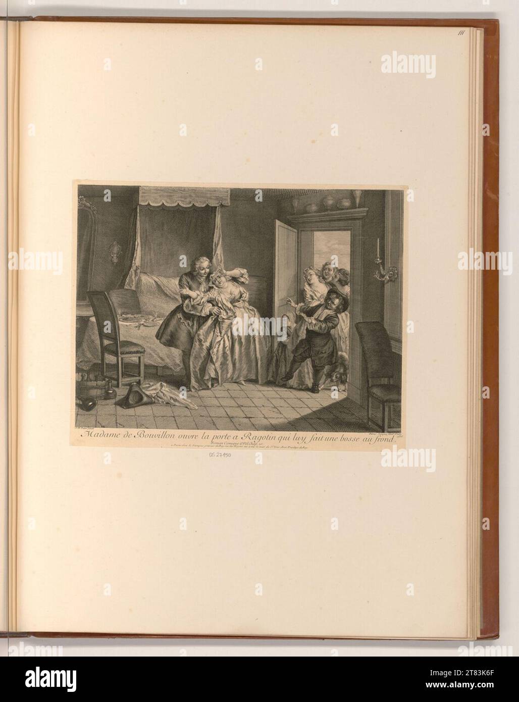 Pierre Louis Surugue le fils (Engraver) Madame de Bouvillon opens the ...