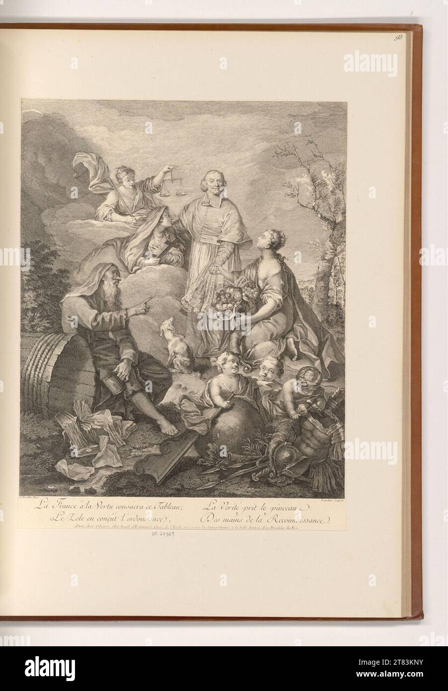 Jean Le Chevalier (Engraver) Allegorical portrait Cardinal Fleury. etching 1750-1790 , 1750/1790 ...