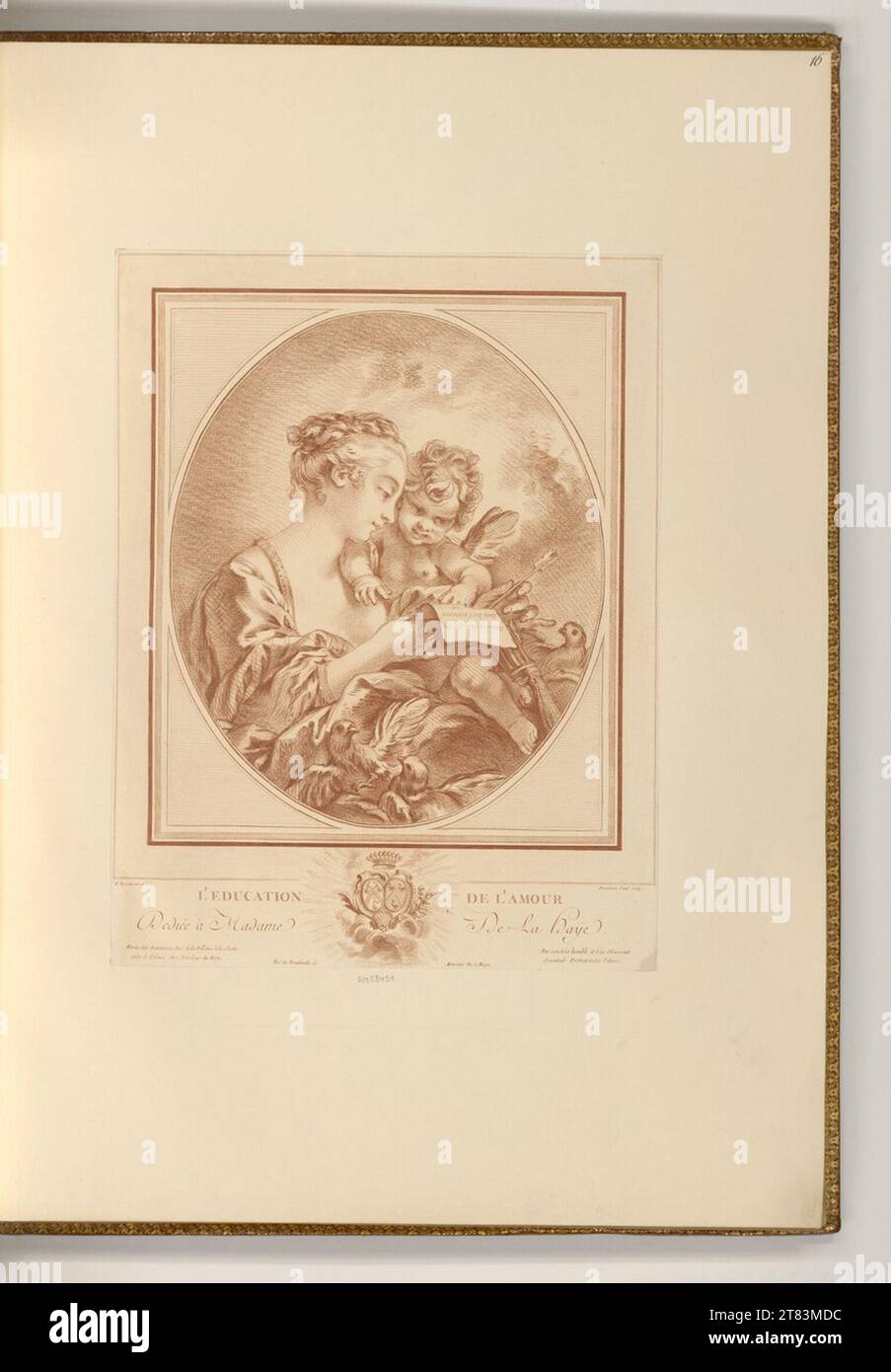 Gilles Demarteau (Engraver) Venus and Amor with letter. Pencil 1742 ...