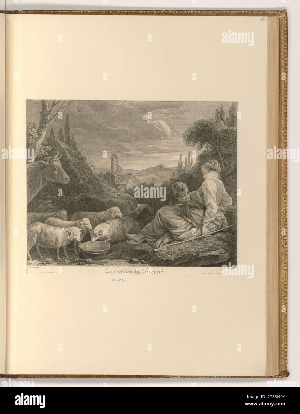 Louis Michel Halbou (Engraver) The children of the farmer. Copper ...