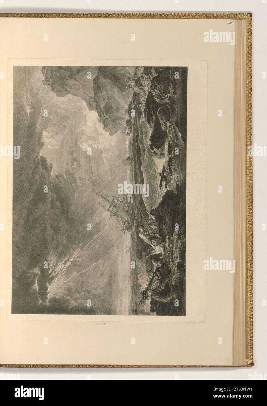 Louis Binet (Engraver) The lightned ship. Etching, copper engraving ...