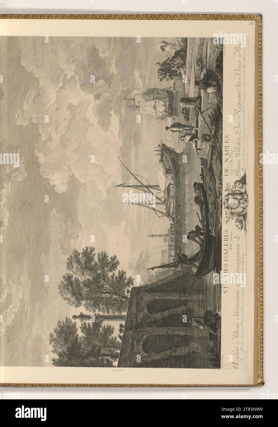 Jacques-Philippe Le Bas (Engraver) Vüe des Galeres de Naples. etching ...