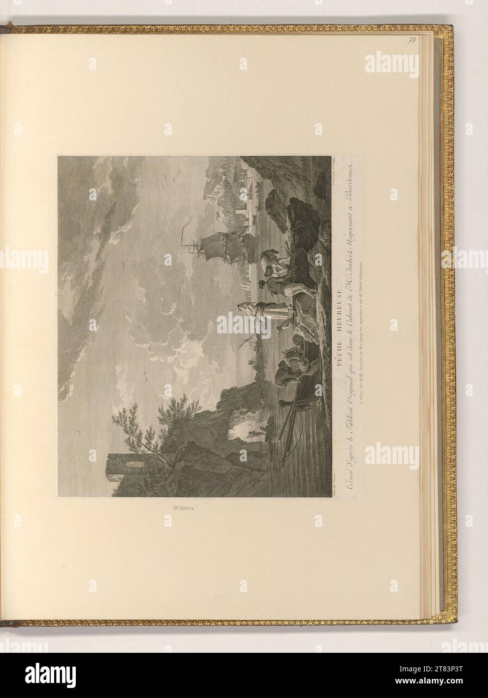 Adrian Zingg (Engraver) Fischer charges their ship. Copper engraving ...