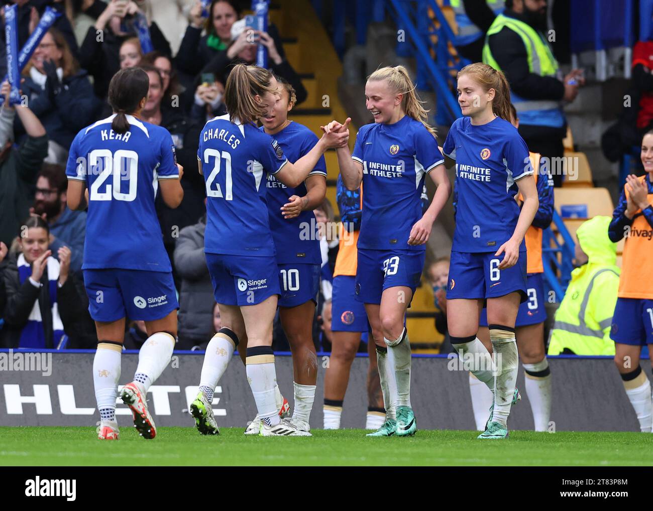 London, UK. 18th Nov, 2023. Aggie Beaver-Jones of Chelsea celebrates ...