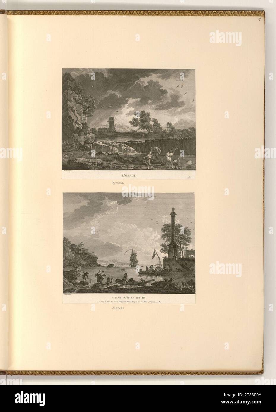 Claude-Joseph Vernet The storm; Large port in Italy. Etching, copper ...