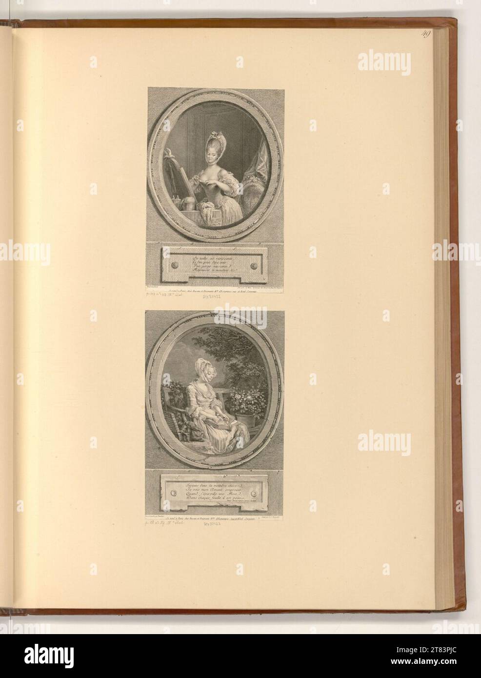 Louis Joseph Masquelier (Engraver) Woman at toilet; Woman with a book ...