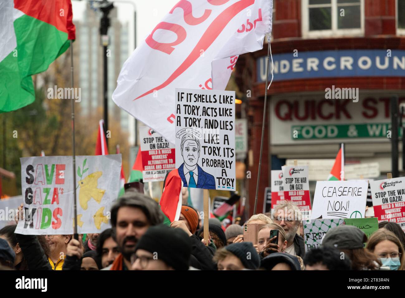 London, UK. 18 November, 2023. Palestine supporters march from Chalk ...