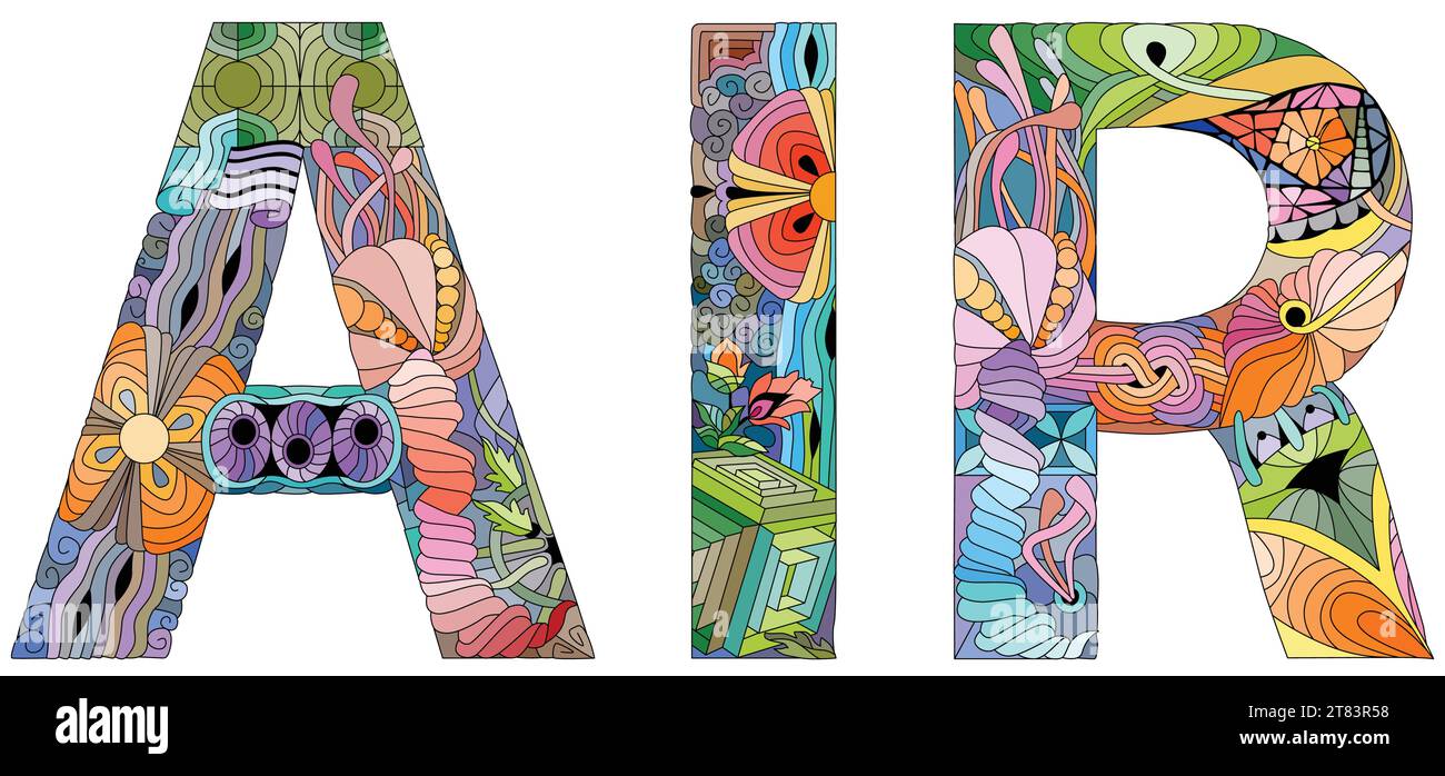 Hand-painted art design. Hand drawn illustration word AIR for t-shirt ...