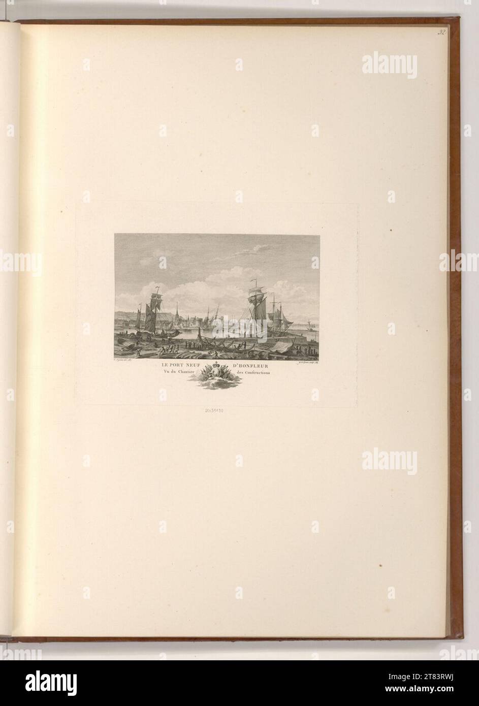 Yves Marie le Gouaz (Engraver) The nine port of Honfleur, seen from the construction site ...