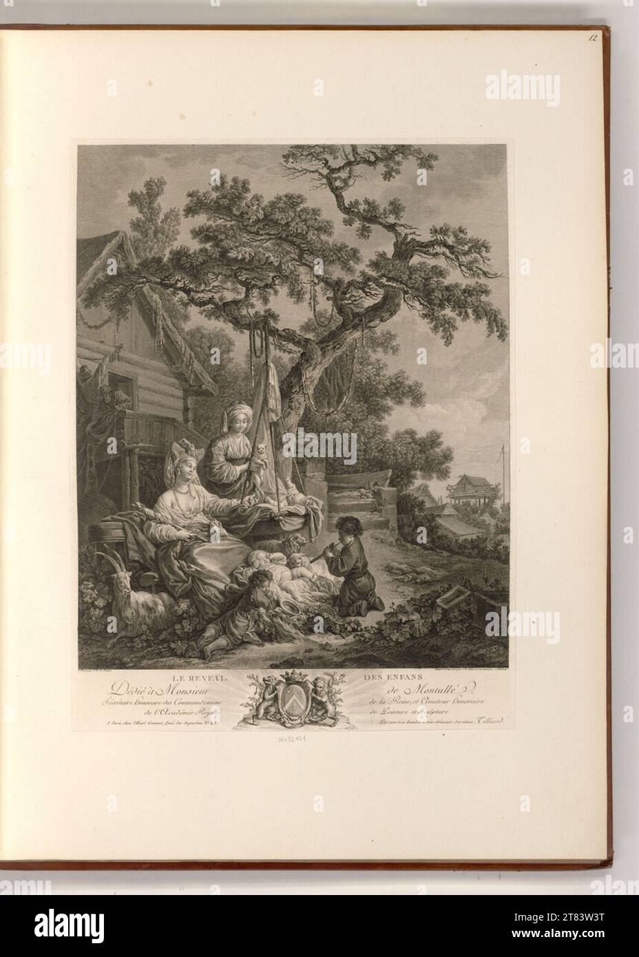 Jean-Baptiste Tilliard (Engraver) The children's awakening. Copper ...