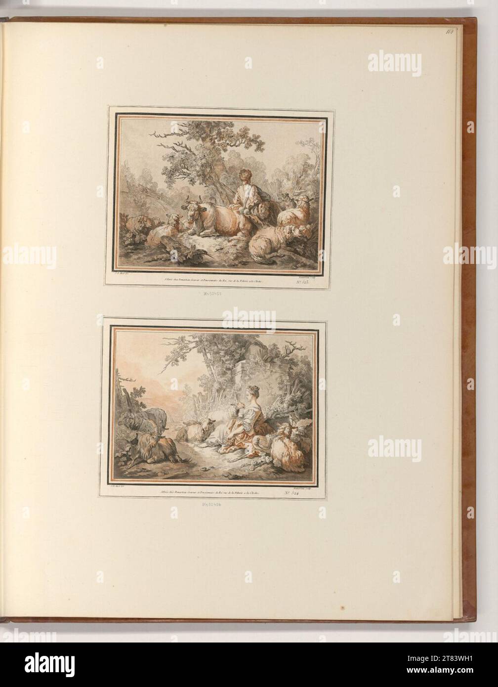 Gilles Demarteau (Engraver) Pastoral scene. Crayonmanner, color 1740-1776 , 1740/1776 Stock ...