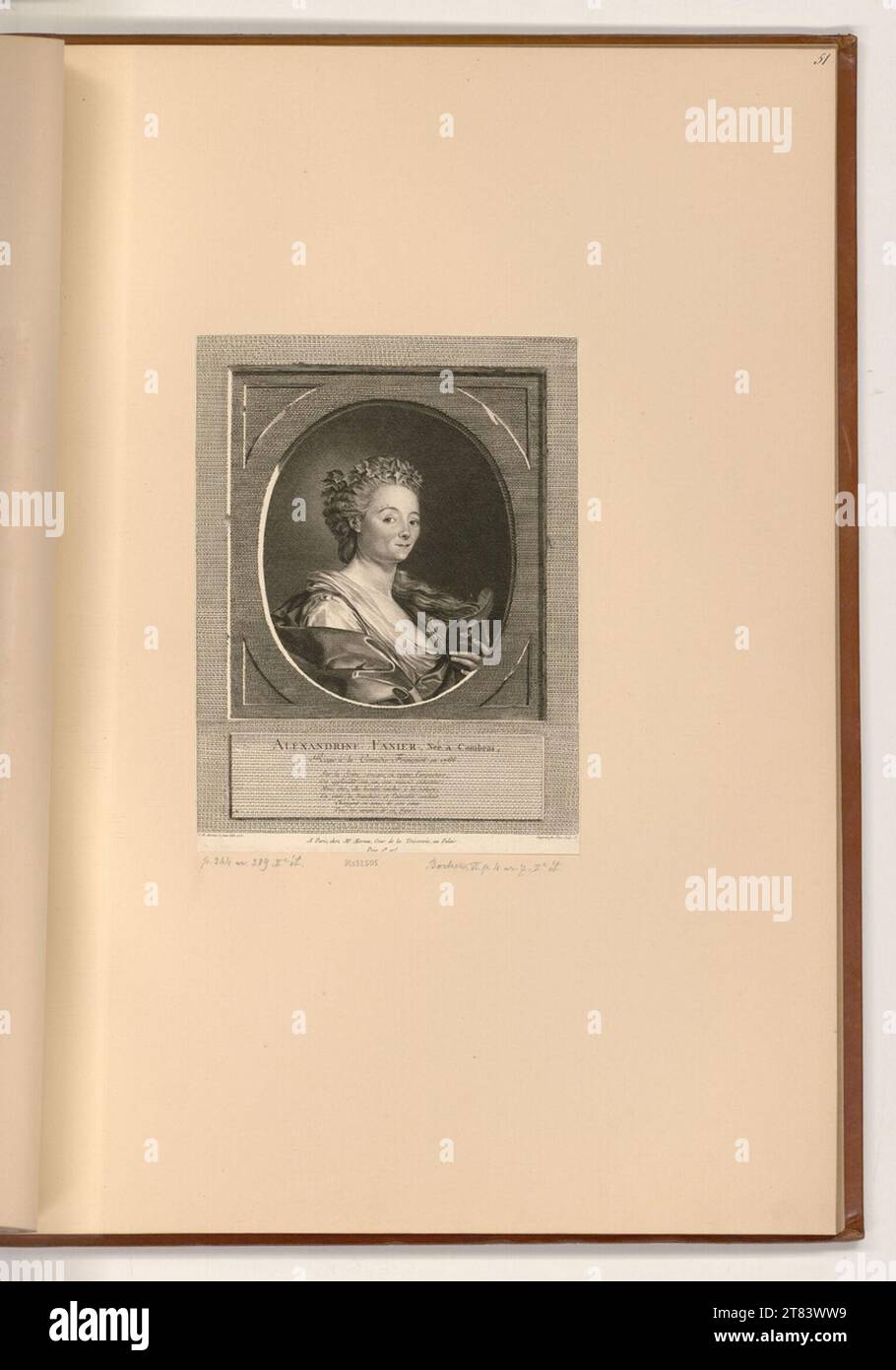 Saugrain (Engraver) Portrait Alexandrine Fanier. Copper engraving print ...