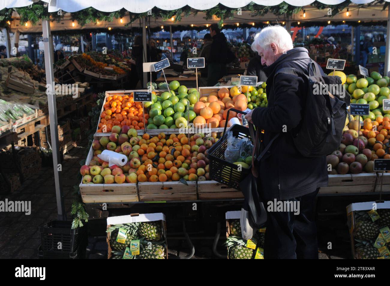 Copenhagen, Denmark /18 November. 2023/Shoppers at farmers market or ...