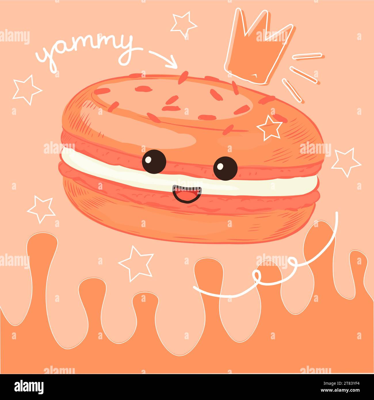 Macaron posters. Yummy sweet cookie. Cartoon food character. Smiling ...