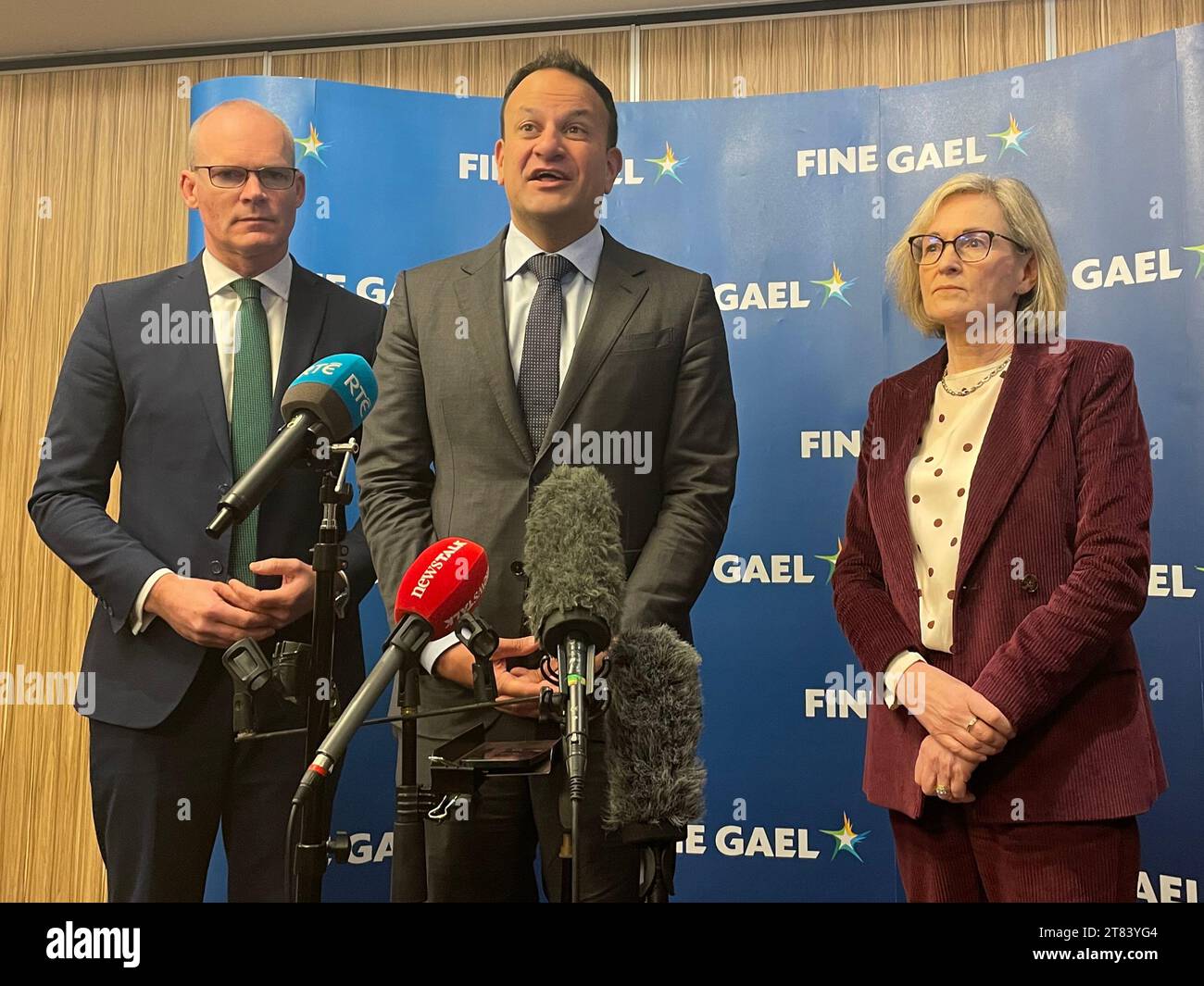 (left to right) Enterprise Minister Simon Coveney, Taoiseach and Fine ...