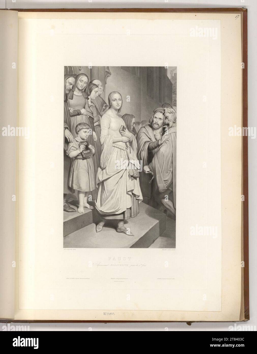 Adolphe Alexandre Joseph Caron (Engraver) Faust seeing Marguerite for ...