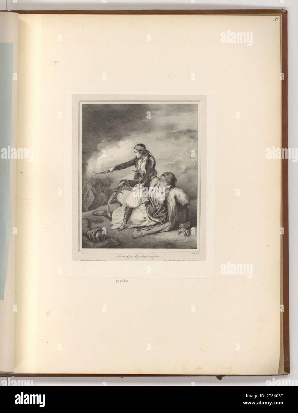 Alfred Léon Lemercier (Lithograph in) Young Greek defending his father ...