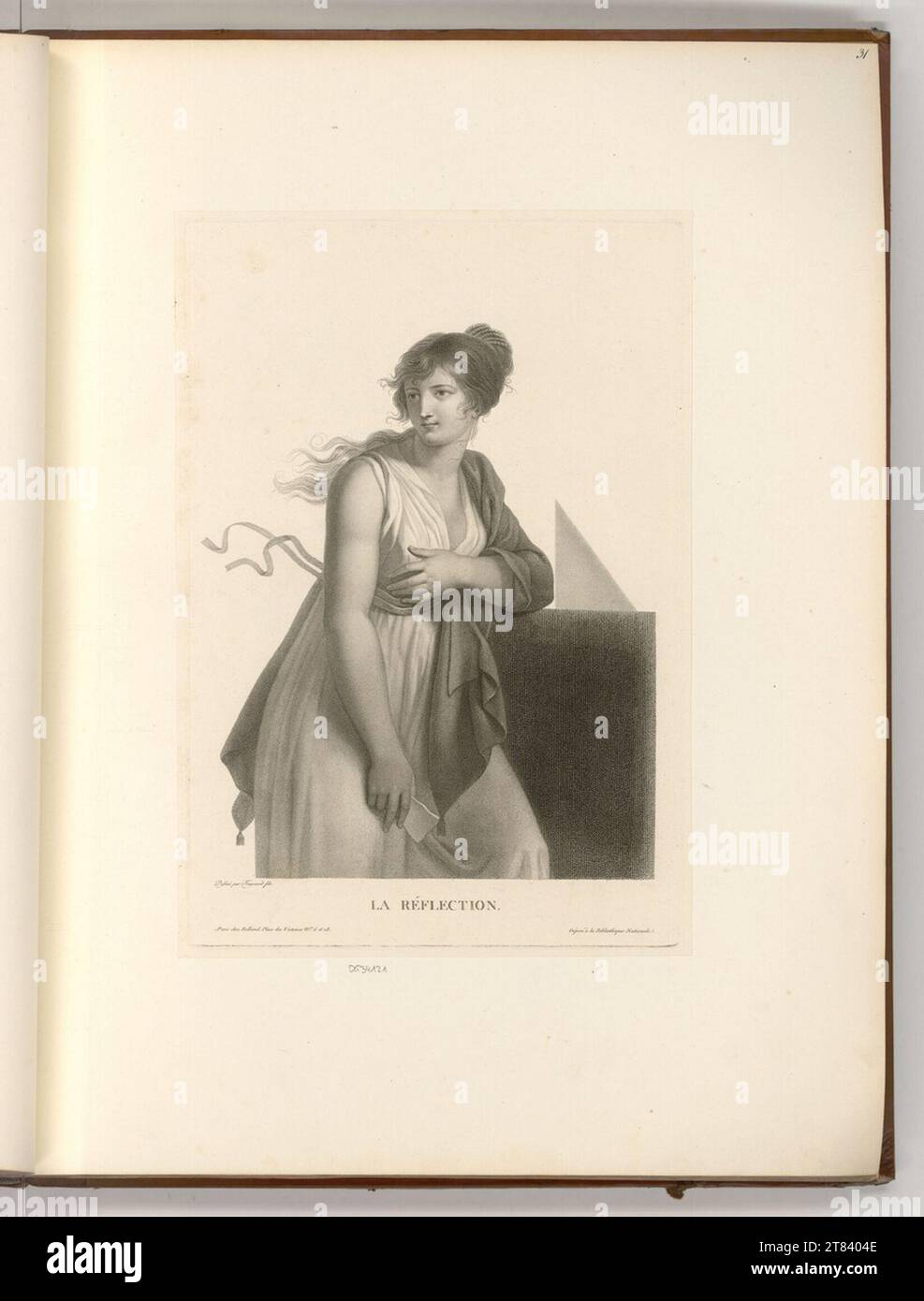 Alexandre-Évariste Fragonard The reflection. Dotier manner, etching ...