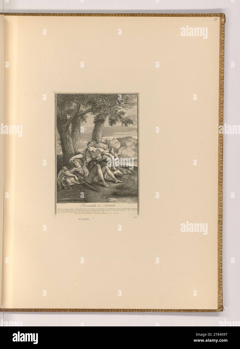 Pierre Dupin (Engraver) Armida finds the sleeping rinaldo. Copper ...