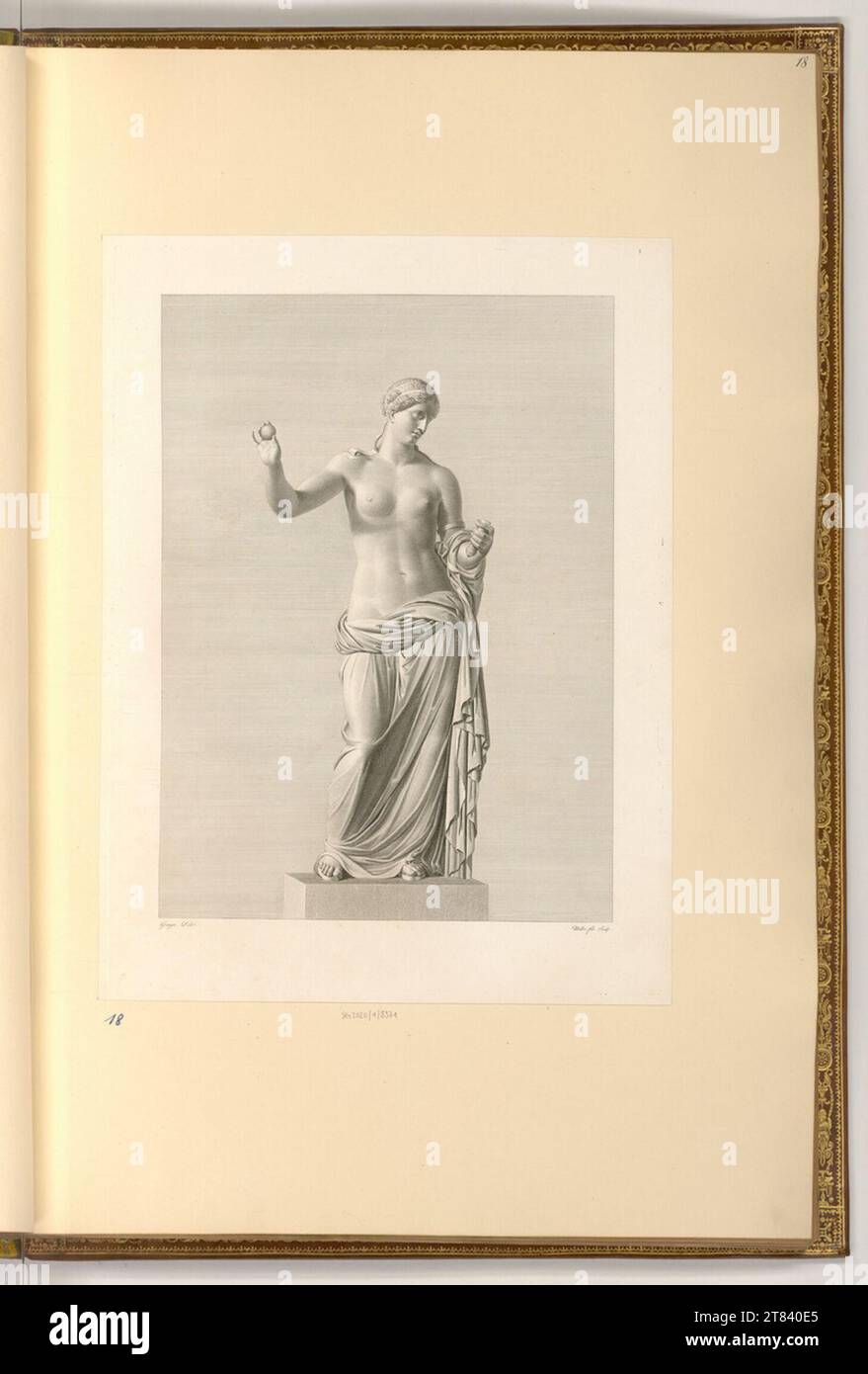 Muller Ancient female statue. Copper engraving, etching around 1818 ...