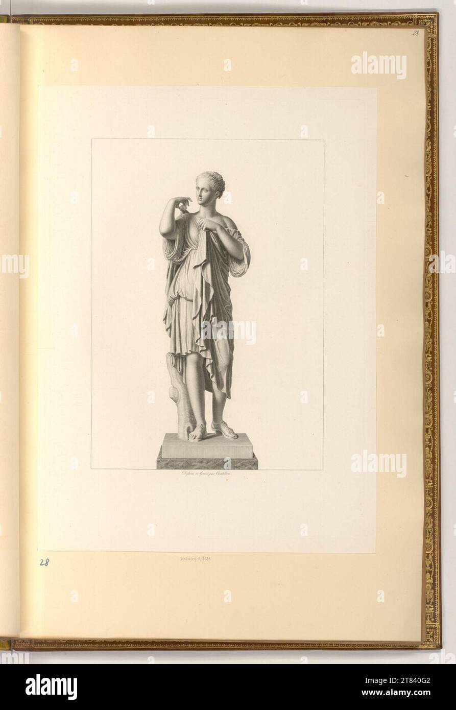 Henri Guillaume Chatillon (Engraver) Ancient female statue. Copper engraving, etching around ...