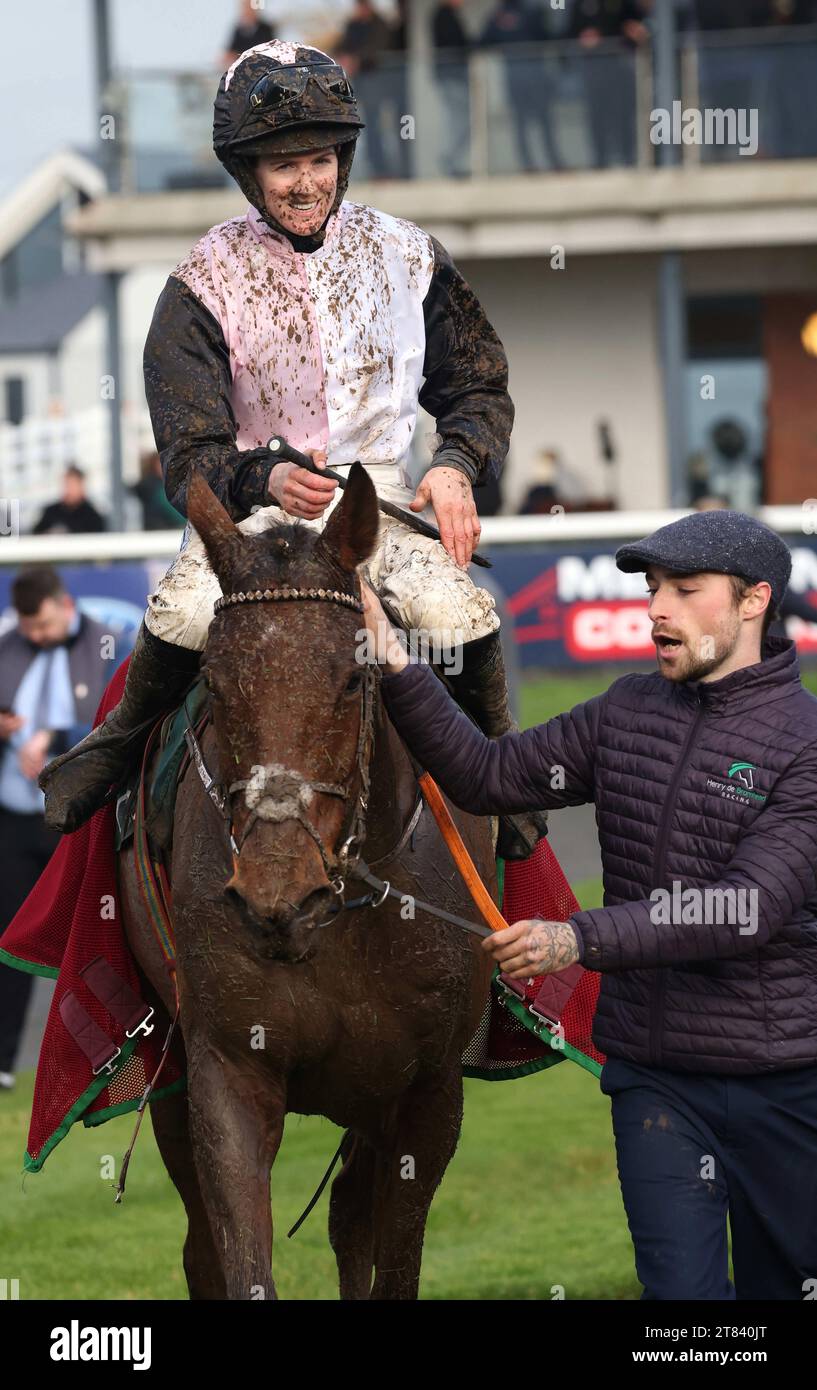 Bob Olinger with Rachael Blackmore up is lead into the winners enclosure after winning the ...