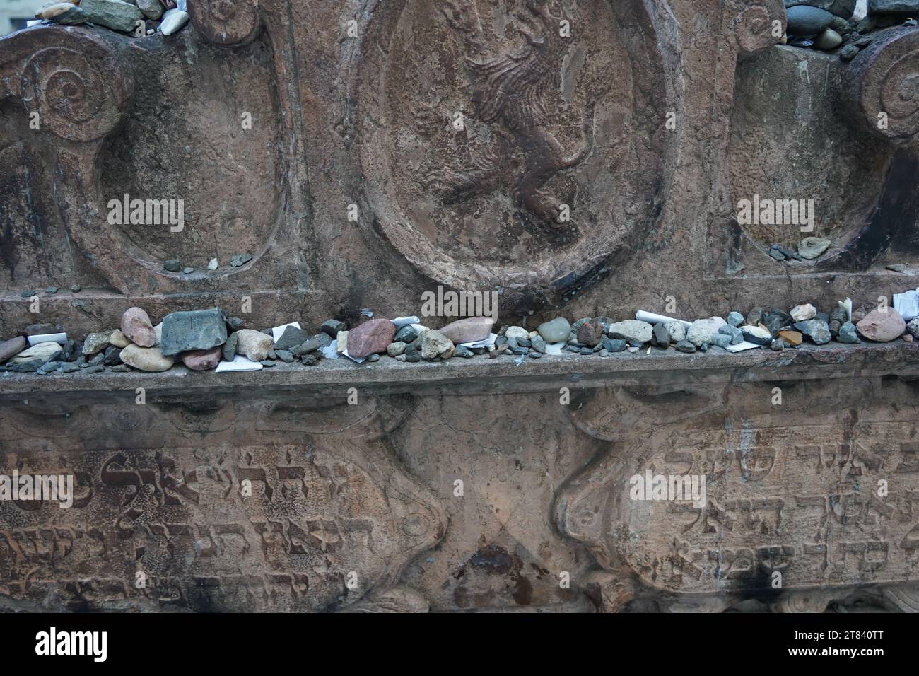 Prague, CZECH REPUBLIC - July 10, 2023: Tombstone of Judah Loew ben ...