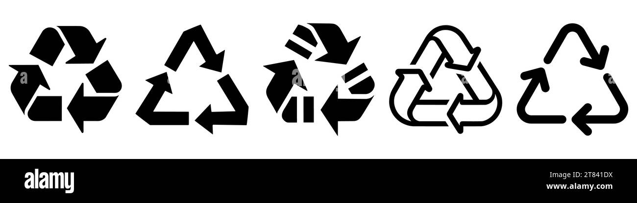 Recycling symbol icon set. Collection of universal recycling symbols in flat style. Vector ...