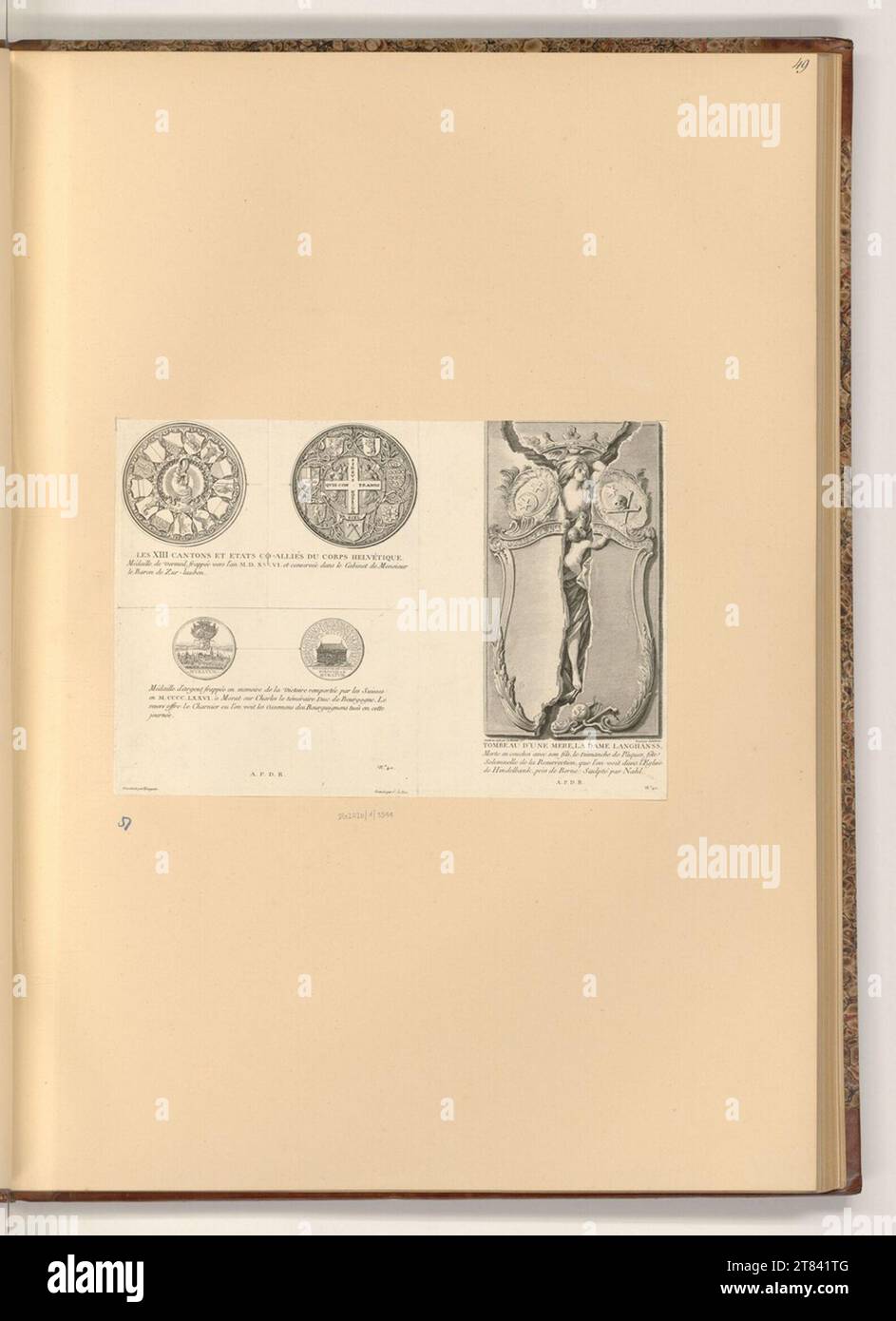C. le Bas (Engraver) Swiss medals and tombstone. etching 1780-1786 ...